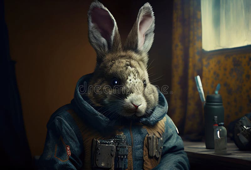 Rabbit Bandit in Winter Clothes. Generative Ai Art Stock Illustration ...