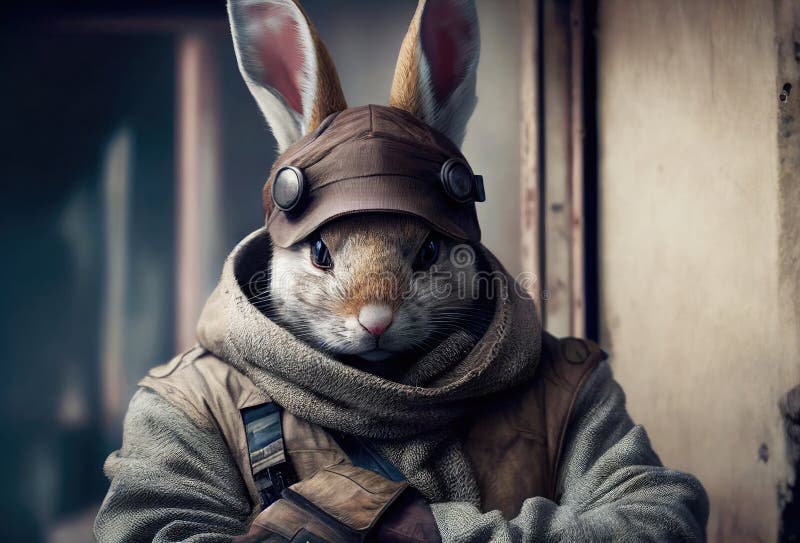 Rabbit Bandit in Winter Clothes. Generative Ai Art Stock Illustration ...