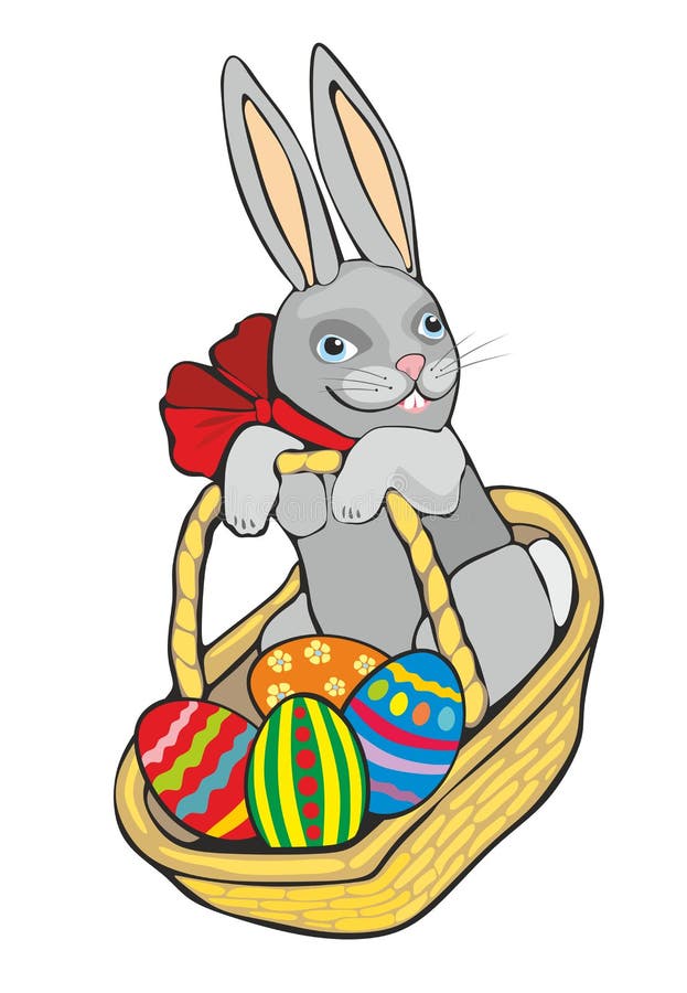 Rabbit in a basket stock vector. Illustration of painted - 23600269