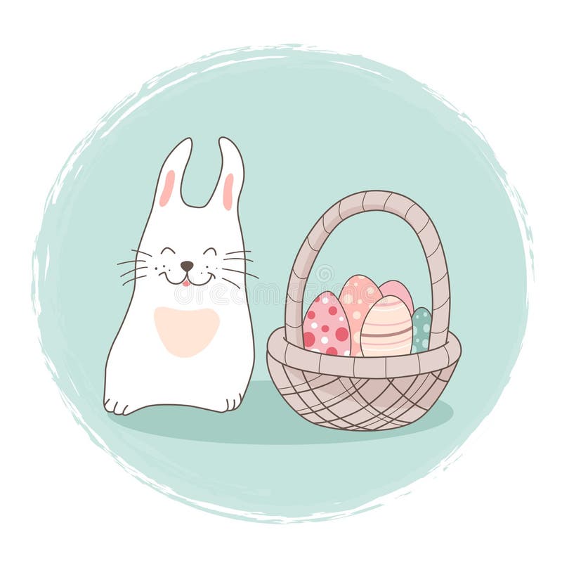 Rabbit and Basket with Eggs Stock Vector - Illustration of hunt ...