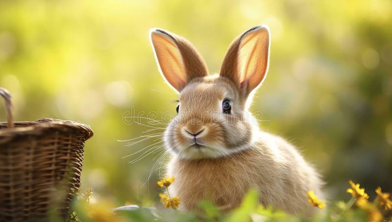 Rabbit in a Basket White Rabbit in a Basket Stock Illustration ...