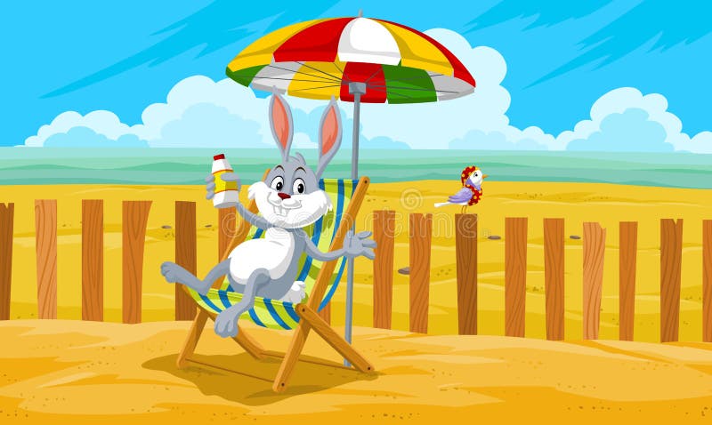 Rabbit at the Beach, Illustration Stock Vector - Illustration of ...