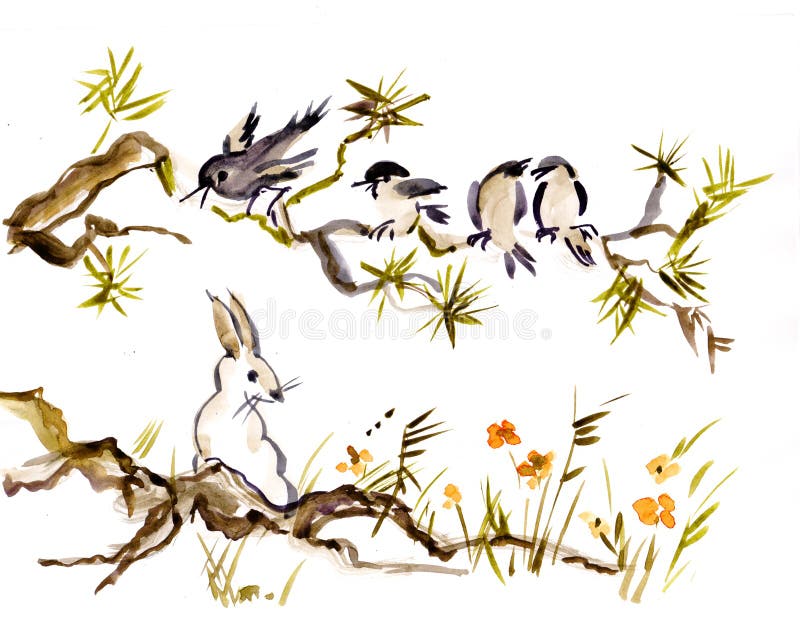 Rabbit Under Tree Stock Illustrations – 549 Rabbit Under Tree Stock ...