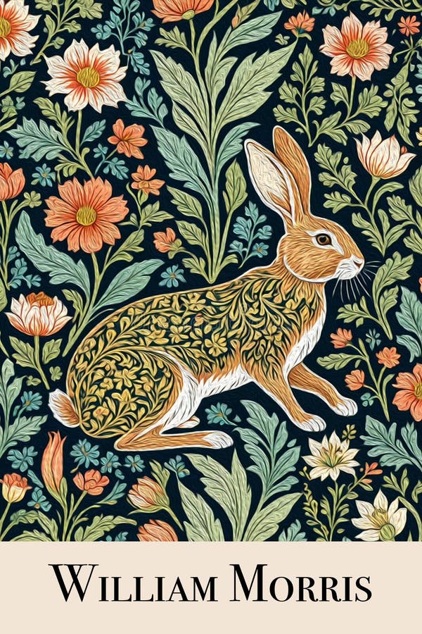 Rabbit. Botanical Pattern for Printing on Wall Decorations in a ...
