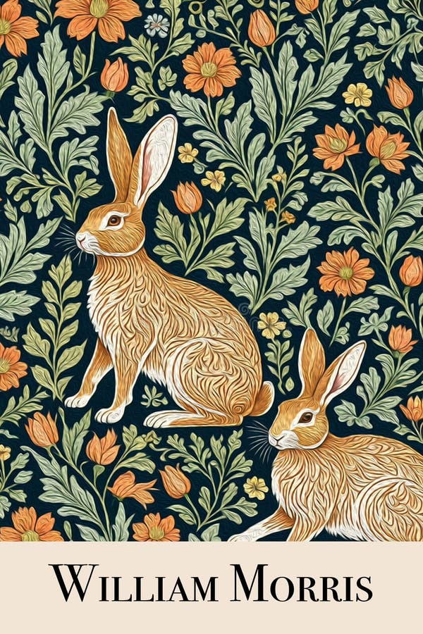 Rabbit. Botanical Pattern for Printing on Wall Decorations in a ...
