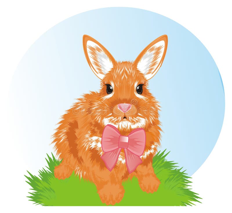 Rabbit with a Bow and Summer Time Stock Illustration - Illustration of ...