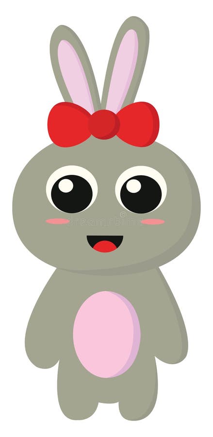 Rabbit with a Bow, Vector or Color Illustration Stock Illustration ...