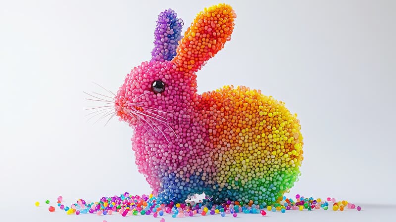 A Rabbit Built from Colorful Jellybeans, Each Adding To Its Playful ...