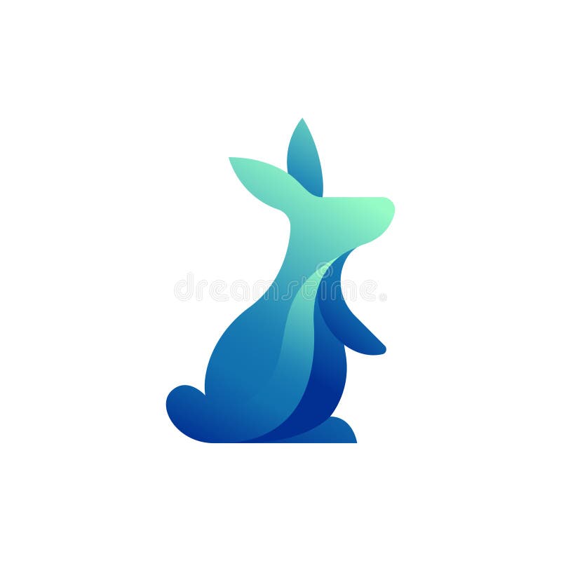 Rabbit Bunny Hare Blue Gradient Colorful Modern Logo Stock Vector ...