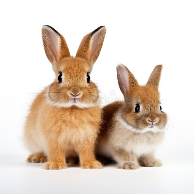 Rabbit and Bunny on White Background. Stock Illustration - Illustration ...