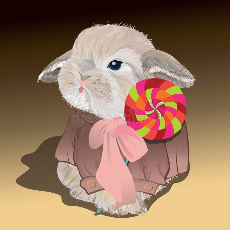 Rabbit with Candy. Vector Illustration Decorative Design Stock Vector ...