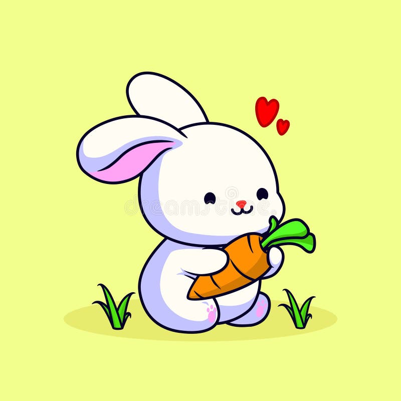 Rabbit and carrot stock vector. Illustration of cute - 319694208