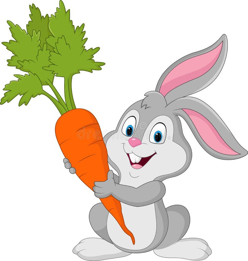 Rabbit with Carrot Isolated on White Background Stock Vector ...