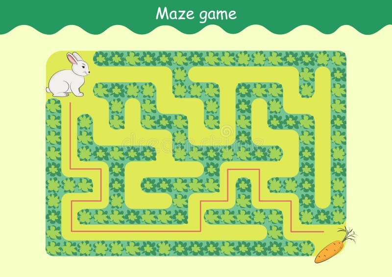 Rabbit and Carrot Maze Educational Game for Children Stock Vector ...