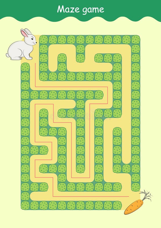 Rabbit and Carrot Maze Educational Game for Children Stock Vector ...