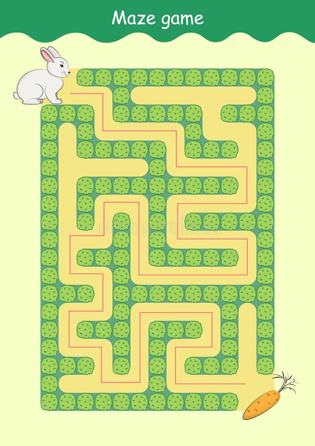 Rabbit And Carrot Maze Educational Game For Children Stock Vector ...