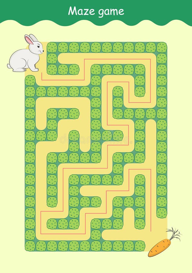 Rabbit and Carrot Maze Educational Game for Children Stock Vector ...