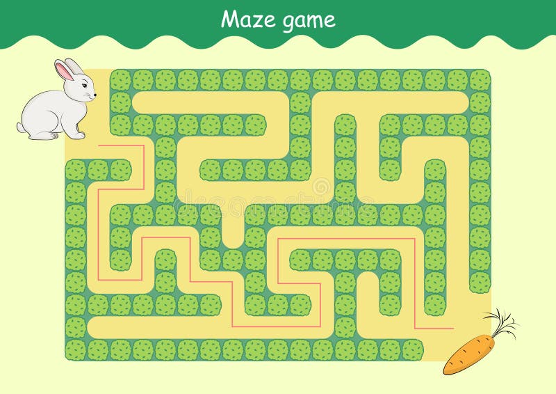 Rabbit and Carrot Maze Educational Game for Children Stock Vector ...