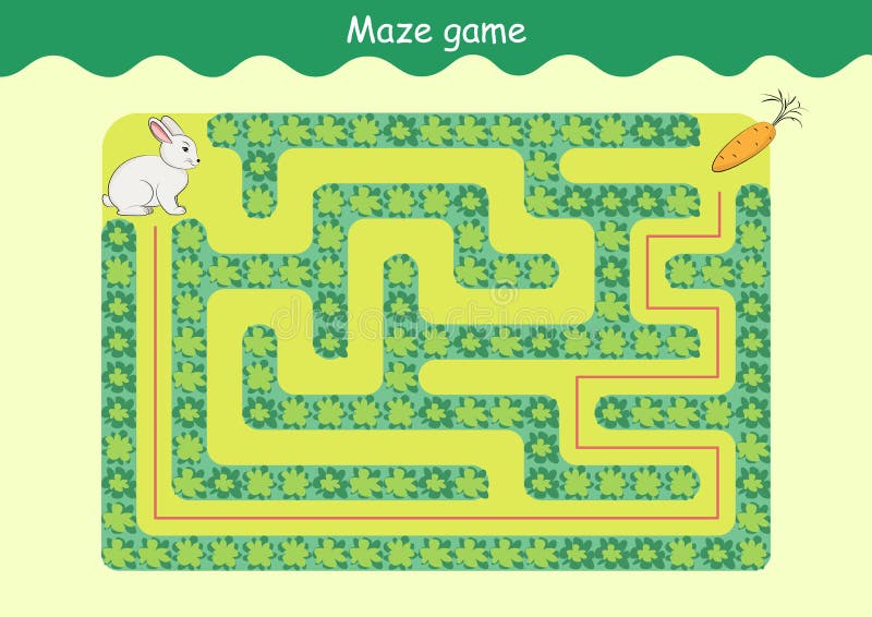 Rabbit and Carrot Maze Educational Game for Children Stock Vector ...