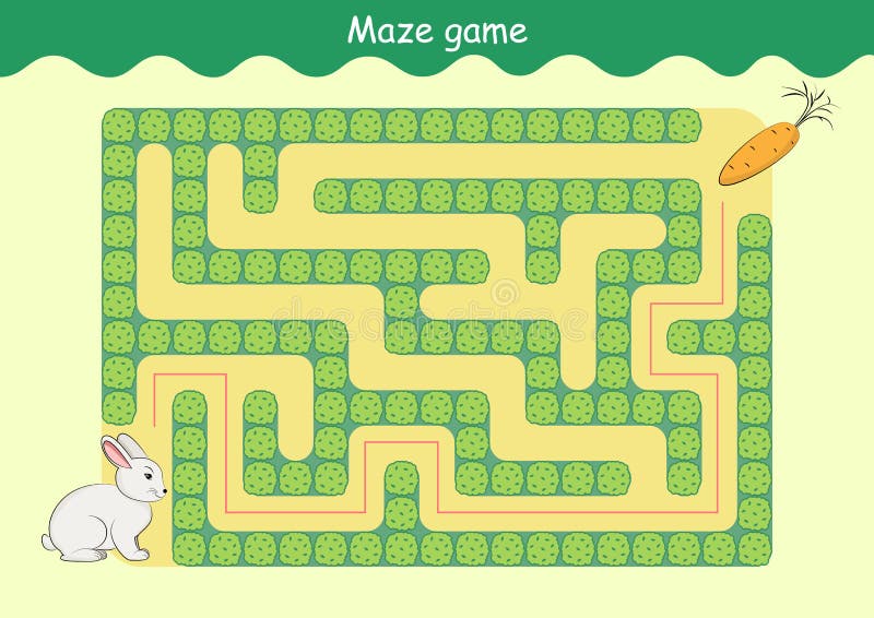 A rabbit maze game stock vector. Illustration of hole - 123951993