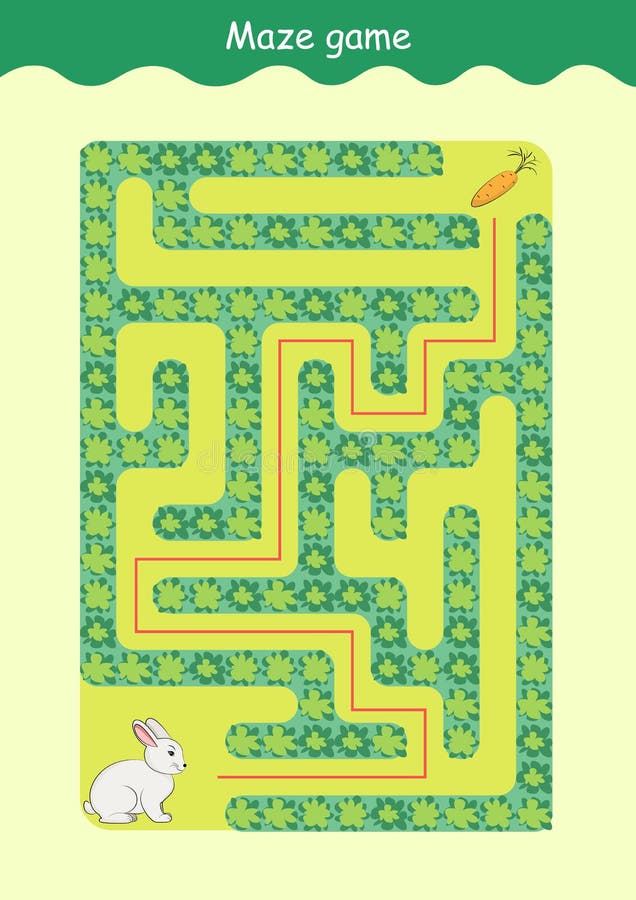 Rabbit And Carrot Maze Educational Game For Children Stock Vector ...