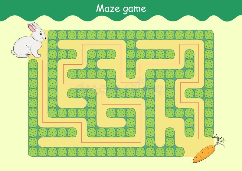 Rabbit and Carrot Maze Educational Game for Children Stock Vector ...