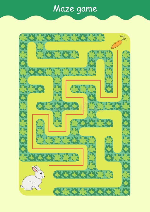 Rabbit and Carrot Maze Educational Game for Children Stock Vector ...