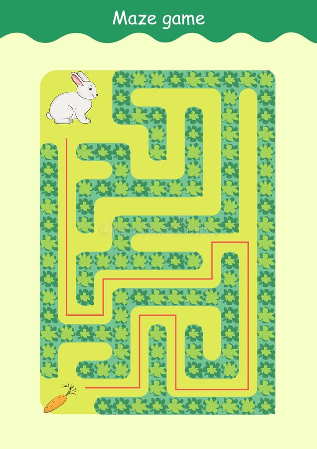 Rabbit and Carrot Maze Educational Game for Children Stock Vector ...
