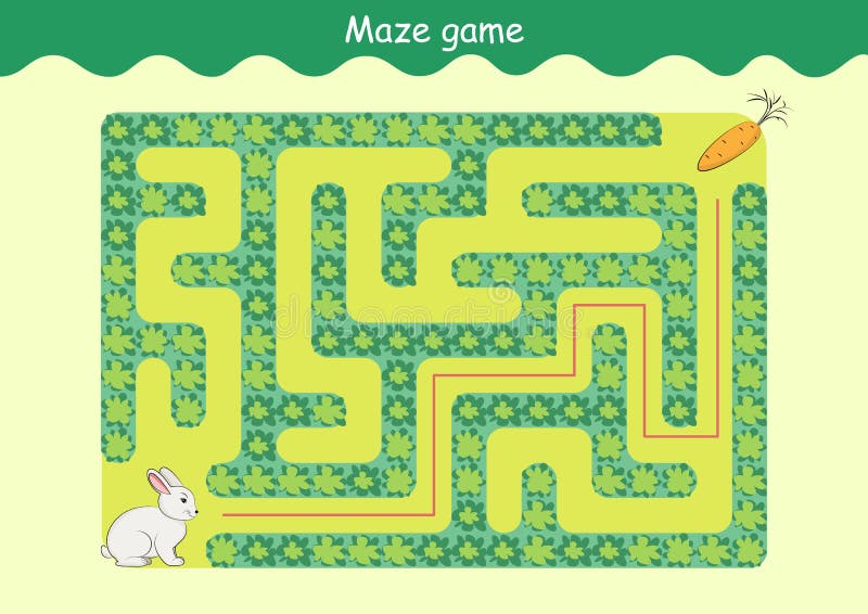 Rabbit and Carrot Maze Educational Game for Children Stock Vector ...