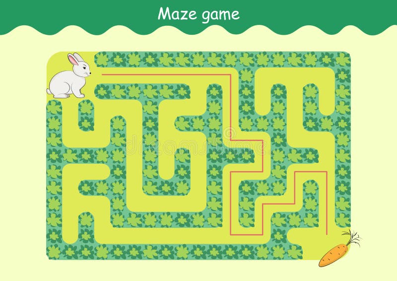 Rabbit and Carrot Maze Educational Game for Children Stock Vector ...