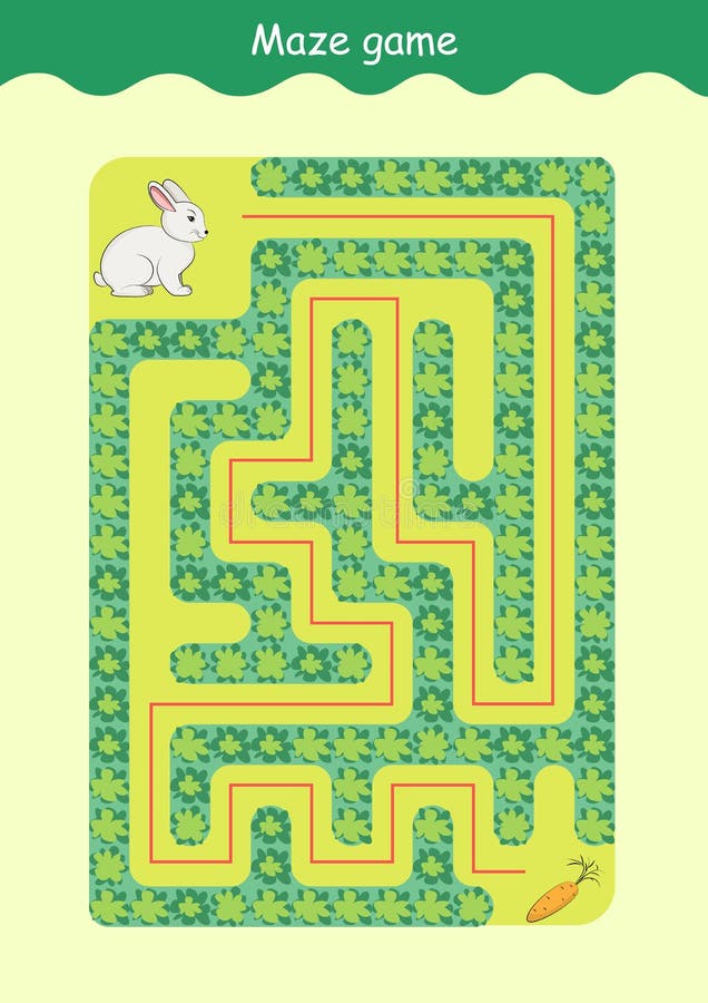 Rabbit and Carrot Maze Educational Game for Children Stock Vector ...