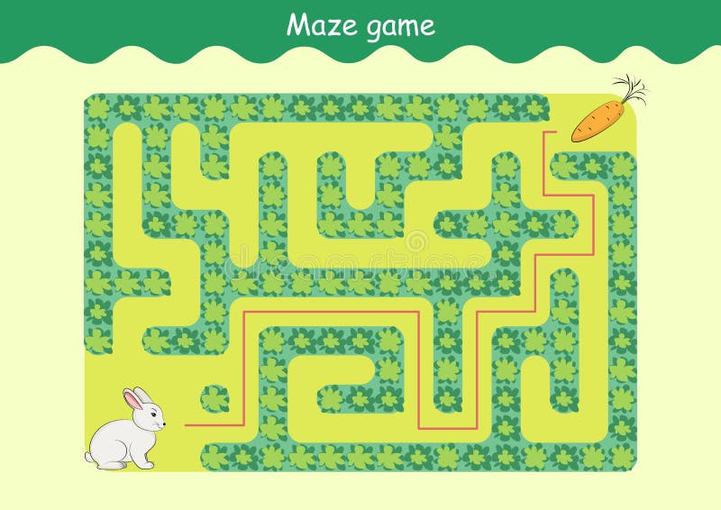 Rabbit and Carrot Maze Educational Game for Children Stock Vector ...