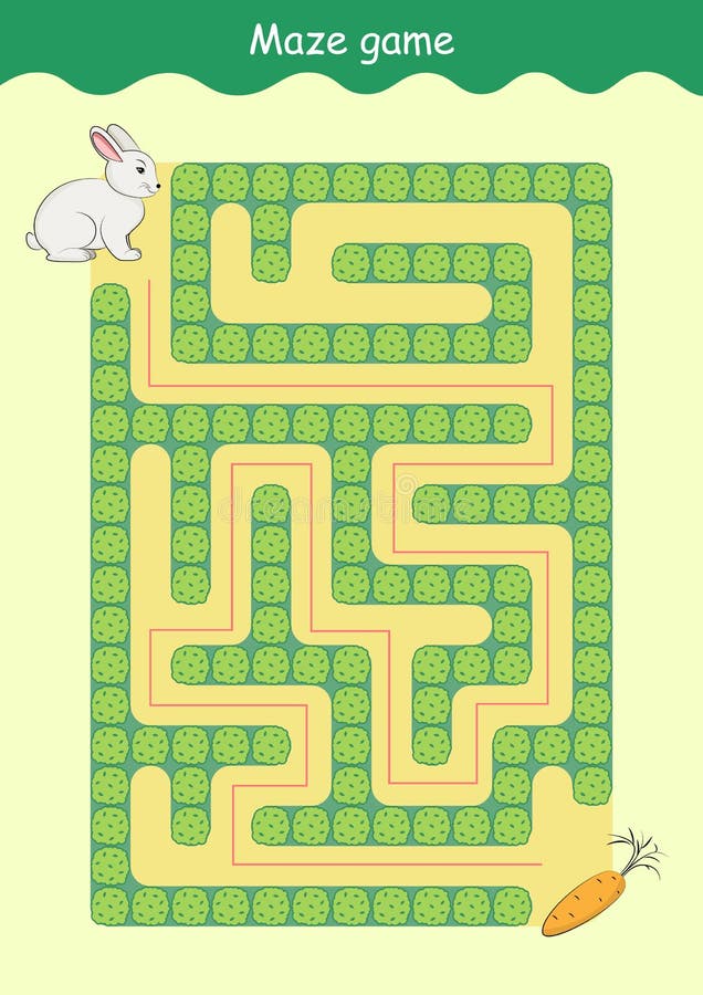 Rabbit and Carrot Maze Educational Game for Children Stock Illustration ...