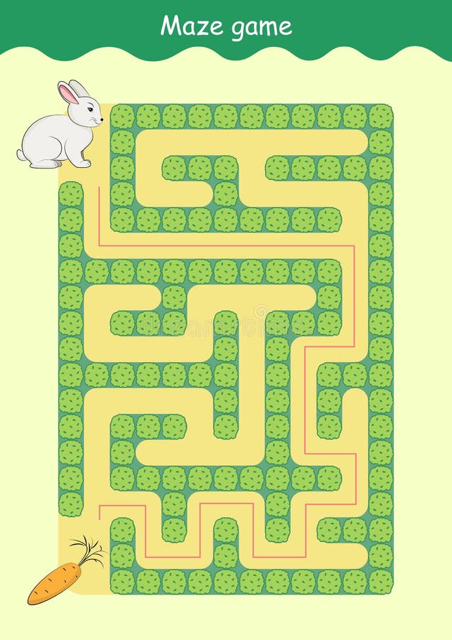 Rabbit and Carrot Maze Educational Game for Children Stock Vector ...