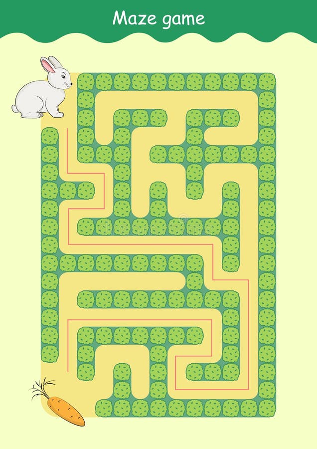 A rabbit maze game stock vector. Illustration of hole - 123951993