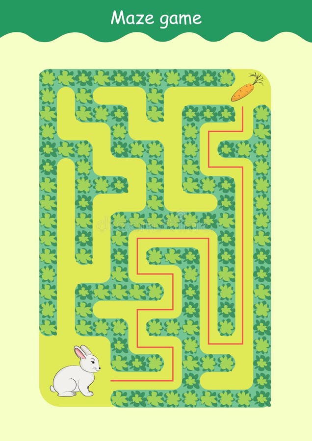 Rabbit and Carrot Maze Educational Game for Children Stock Vector ...