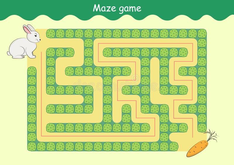 Rabbit and Carrot Maze Educational Game for Children Stock Vector ...