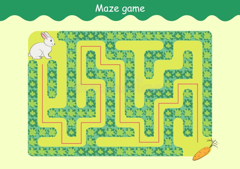 Rabbit and Carrot Maze Educational Game for Children Stock Vector ...