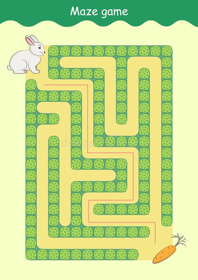 Rabbit and Carrot Maze Educational Game for Children Stock Vector ...