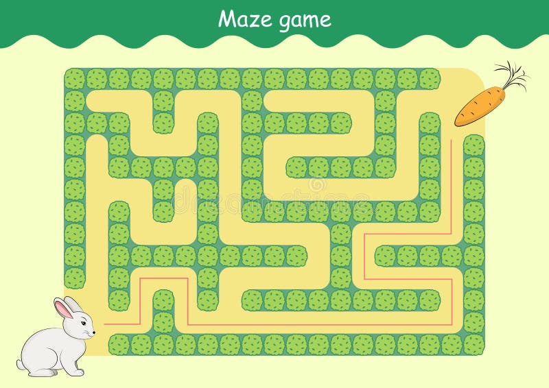 Rabbit and Carrot Maze Educational Game for Children Stock Vector ...
