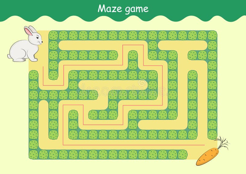 Rabbit and Carrot Maze Educational Game for Children Stock Vector ...
