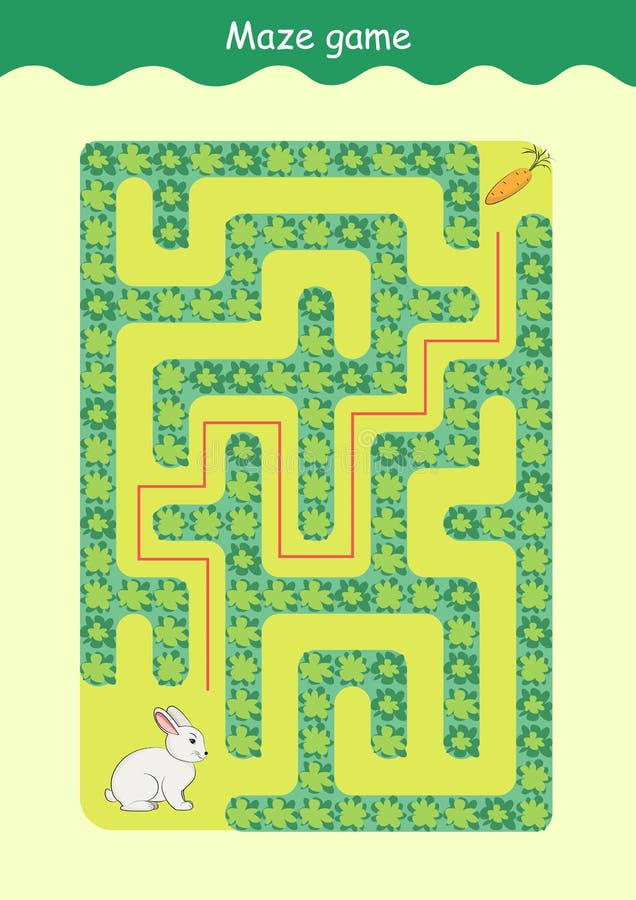 A rabbit maze game stock vector. Illustration of hole - 123951993