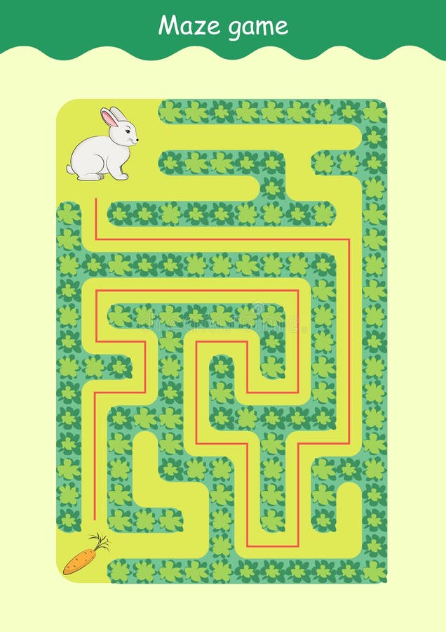 Rabbit and Carrot Maze Educational Game for Children Stock Illustration ...