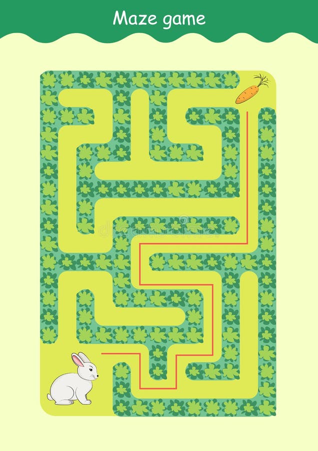 Rabbit and Carrot Maze Educational Game for Children Stock Vector ...