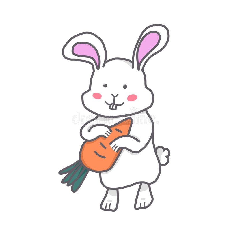 A rabbit with carrot stock illustration. Illustration of whiterabbit ...