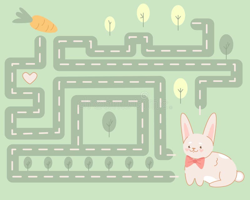 Simple Logic Game for Little Kids. Help the Rabbit Find Way To the ...