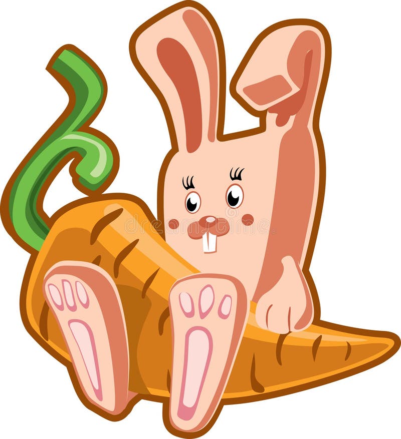 Rabbit with carrot stock vector. Illustration of mammal - 42811803