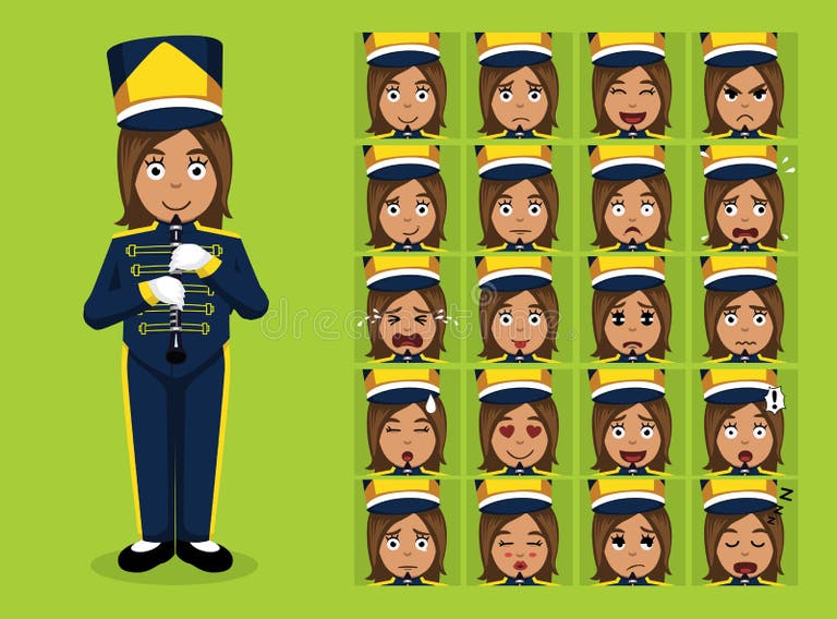 Marching Band Characters Clarinet Cartoon Emoticon Faces Vector ...
