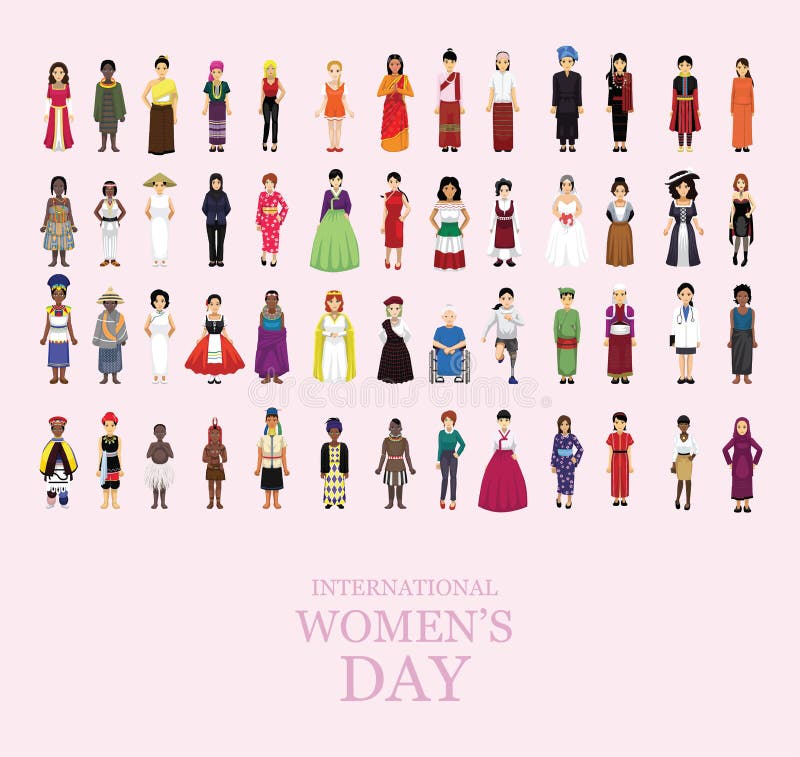 International Women`s Day Manga Cartoon Character Around the World ...