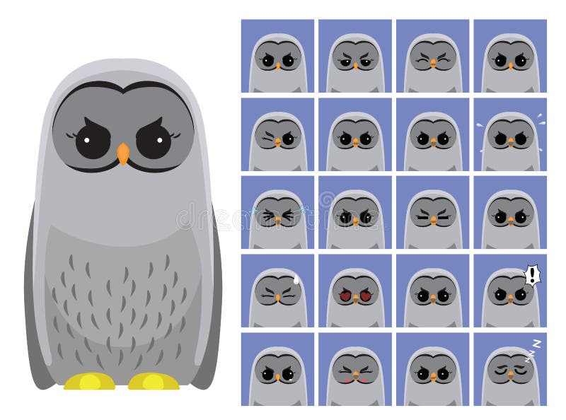 Ural Owl Cartoon Emotion Faces Vector Illustration Stock Vector ...